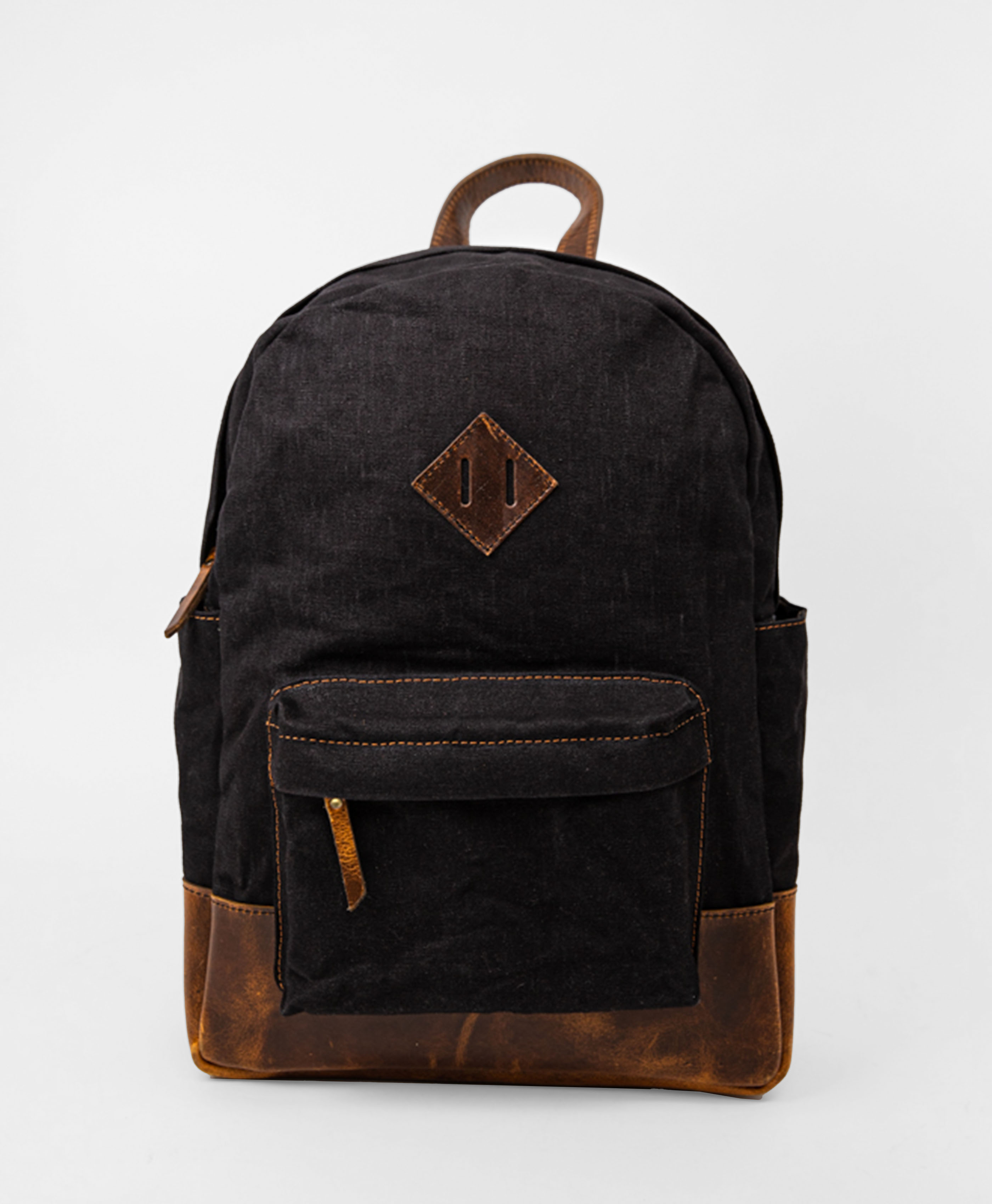 BRONXTON DUBAI LEATHER CANVAS BACKPACK