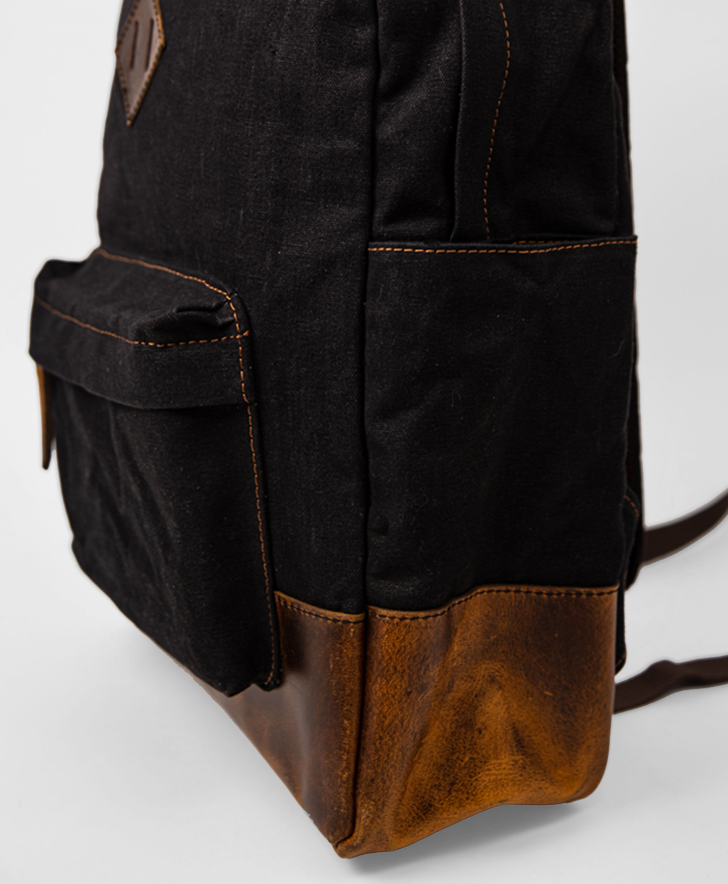 BRONXTON DUBAI LEATHER CANVAS BACKPACK